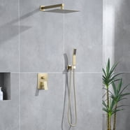"Brushed Gold Bathroom Shower Head Combo Set System with Brass Valve, 8 ...
