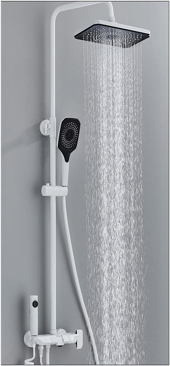 Rainfall Shower System Digital Display Bath Shower Set,White Piano ...