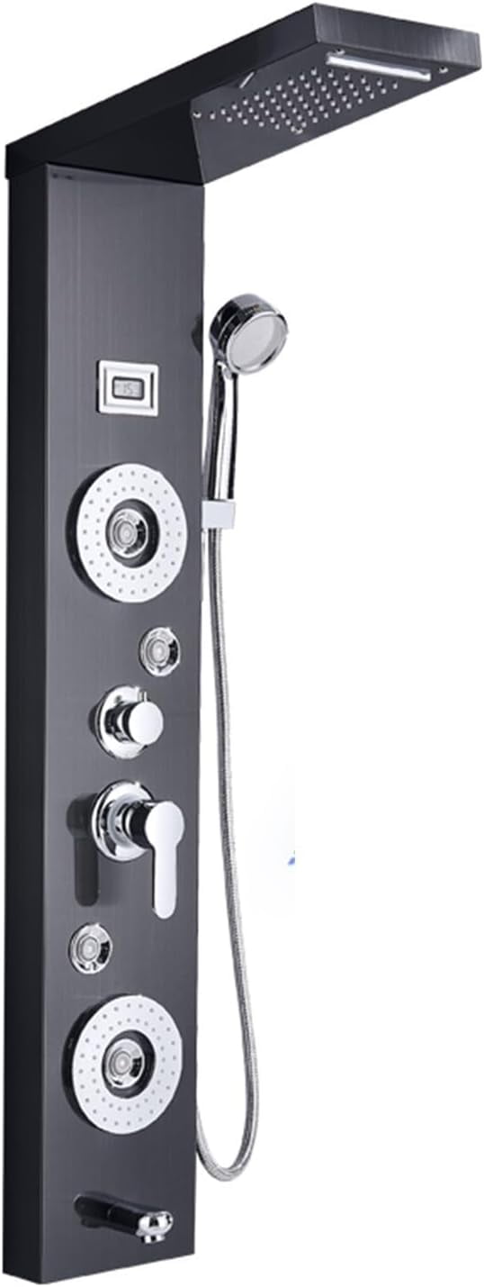 Rainfall Shower System Digital Display Shower Column System,Black ...