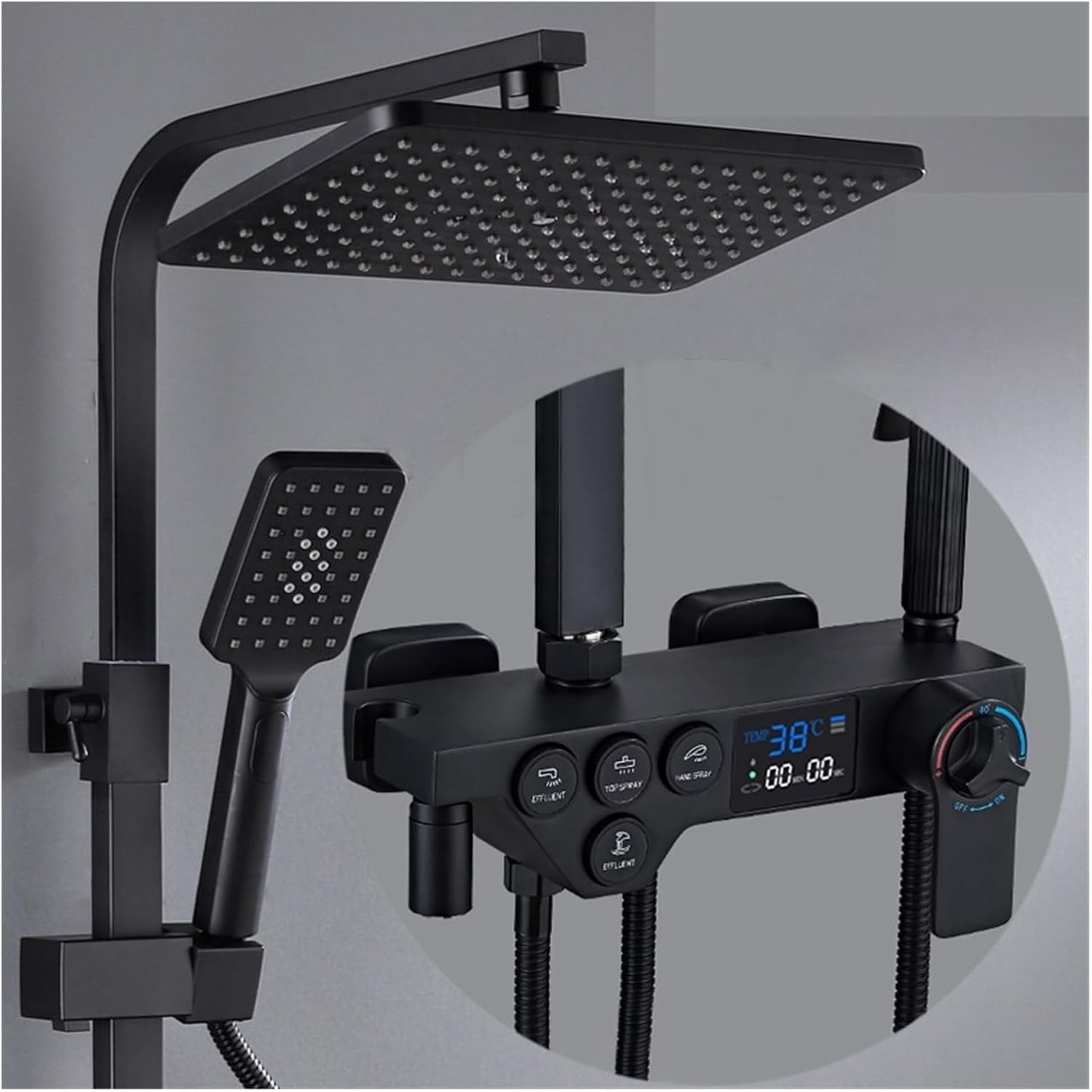 Rainfall Shower System Digital Shower Set Bathroom Hot Cold ...