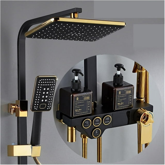 Rainfall Shower System Digital Shower Set Bathroom Hot Cold ...