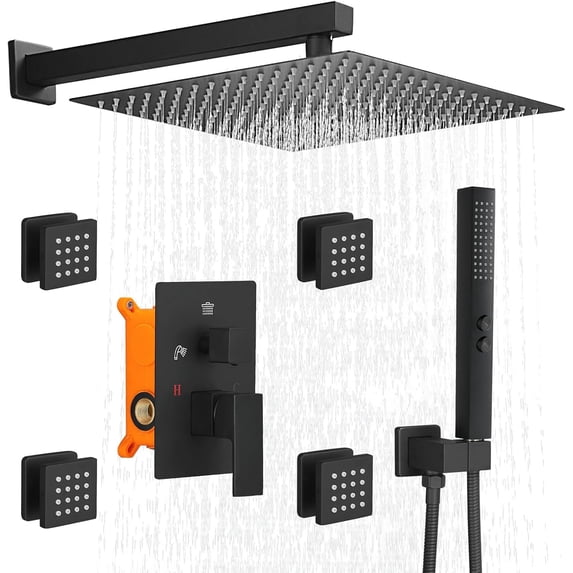 Rainfall Shower System with Full Body Jet Mode Shower Faucet Set with ...