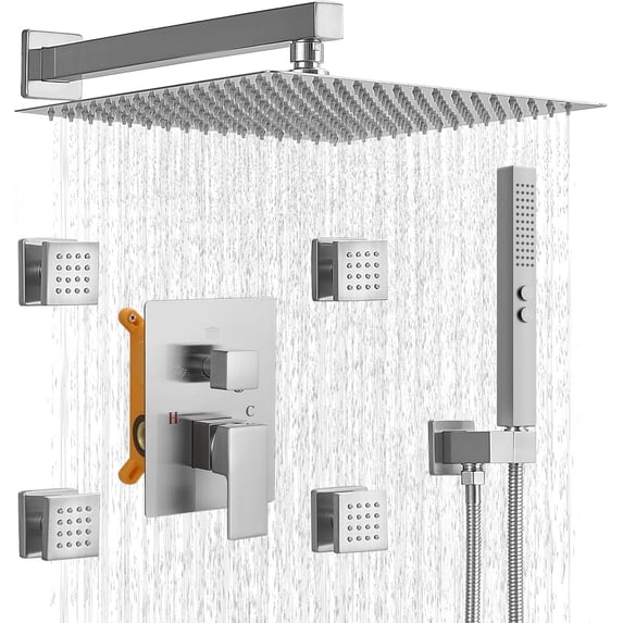 Rainfall Shower System with Full Body Jet Mode Shower Faucet Set with ...