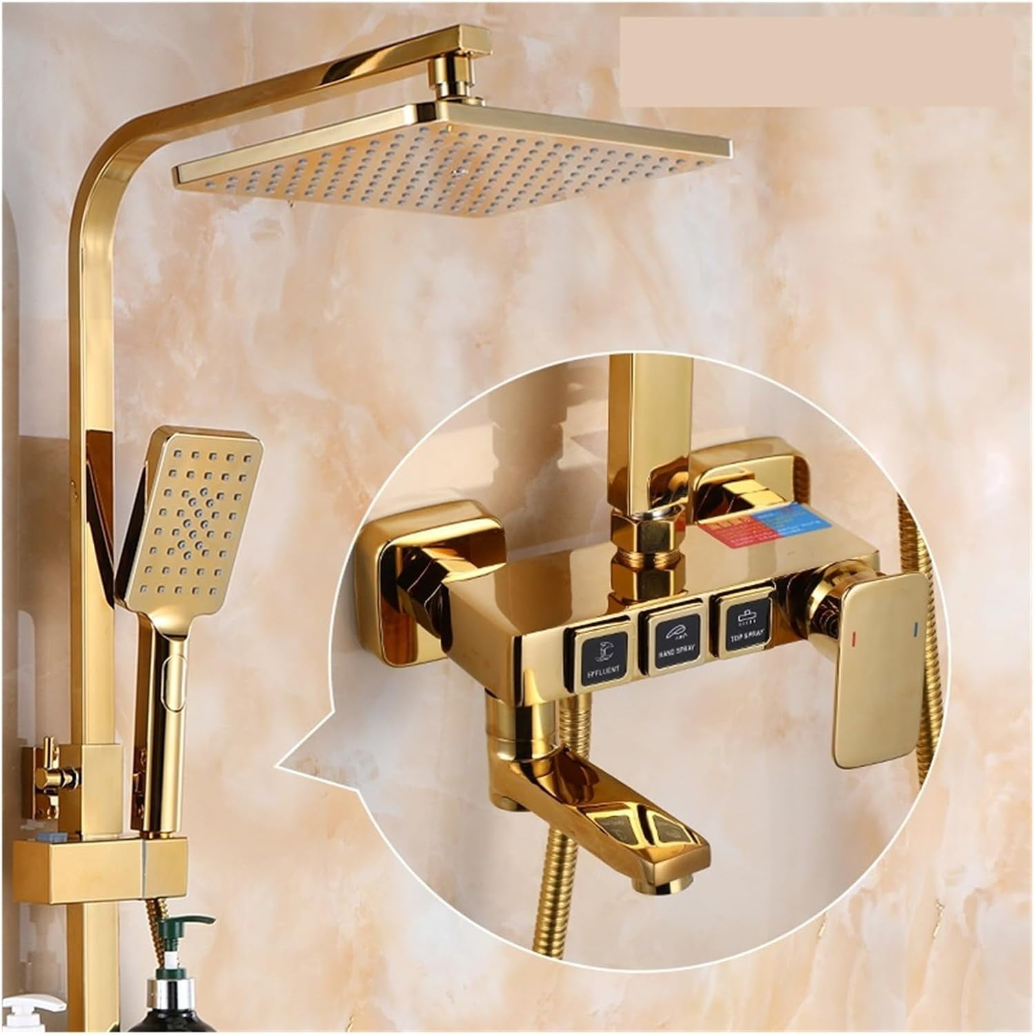 Rainfall Shower System Gold Shower Set Bathroom Thermostatic Digital ...