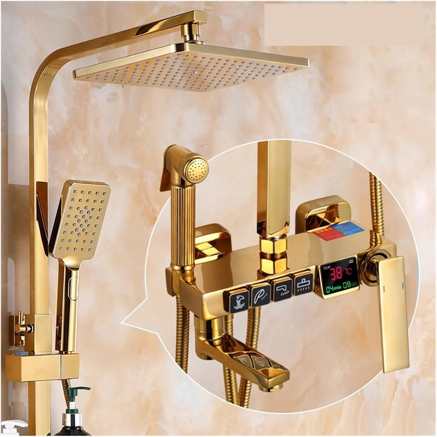 Rainfall Shower System Gold Shower Set Bathroom Thermostatic Digital ...