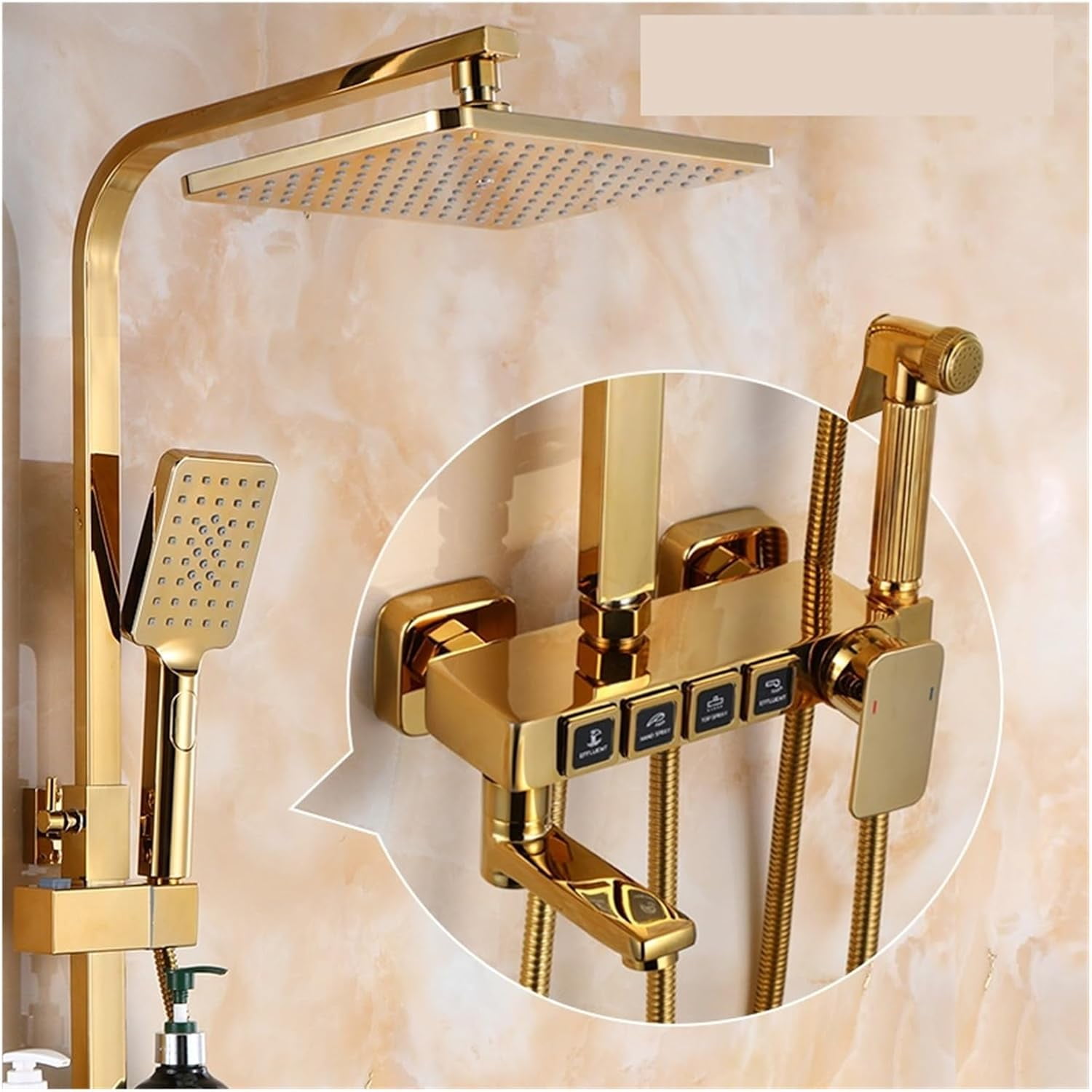 Rainfall Shower System Gold Shower Set Bathroom Thermostatic Digital ...