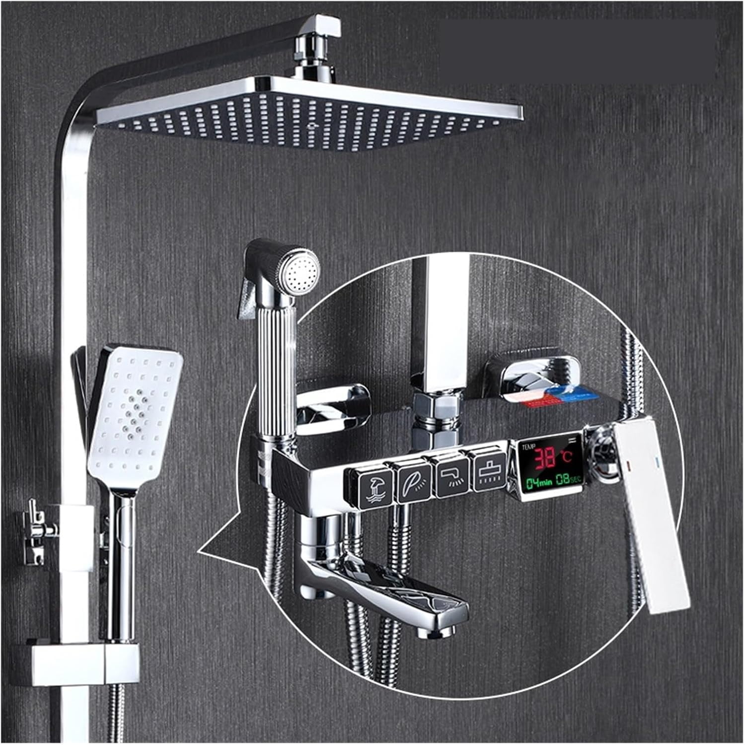 Rainfall Shower System Gold Shower Set Bathroom Thermostatic Digital ...