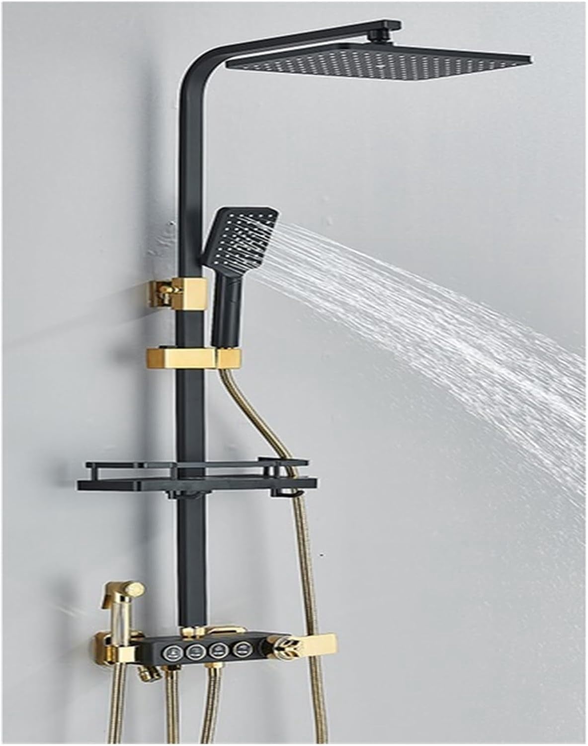 Rainfall Shower System Grey Black Thermostatic LCD Shower Faucet Set ...