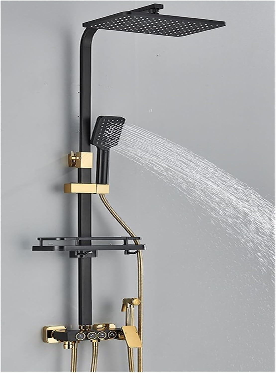 Rainfall Shower System Grey Black Thermostatic LCD Shower Faucet Set ...