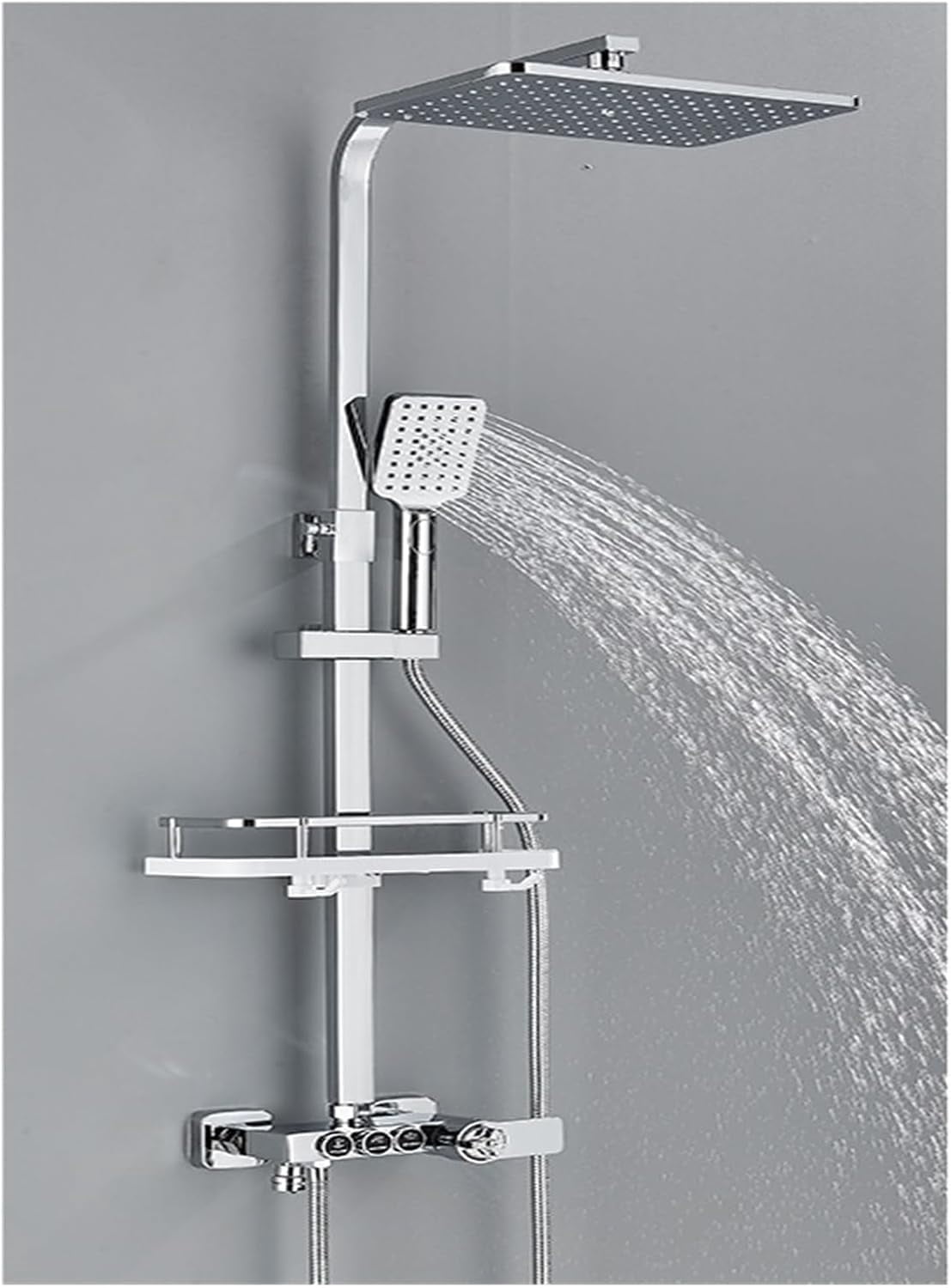 Rainfall Shower System Grey Black Thermostatic LCD Shower Faucet Set ...