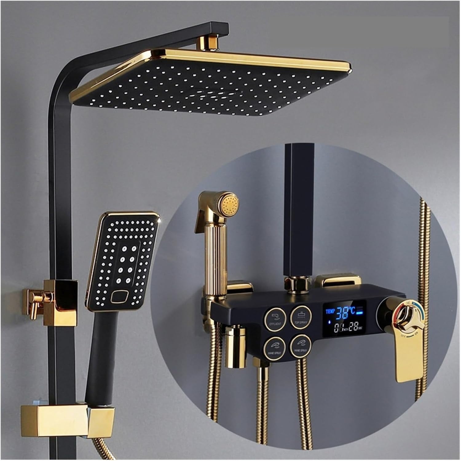 Rainfall Shower System Hot Cold Digital Shower Set Faucet Bathroom ...