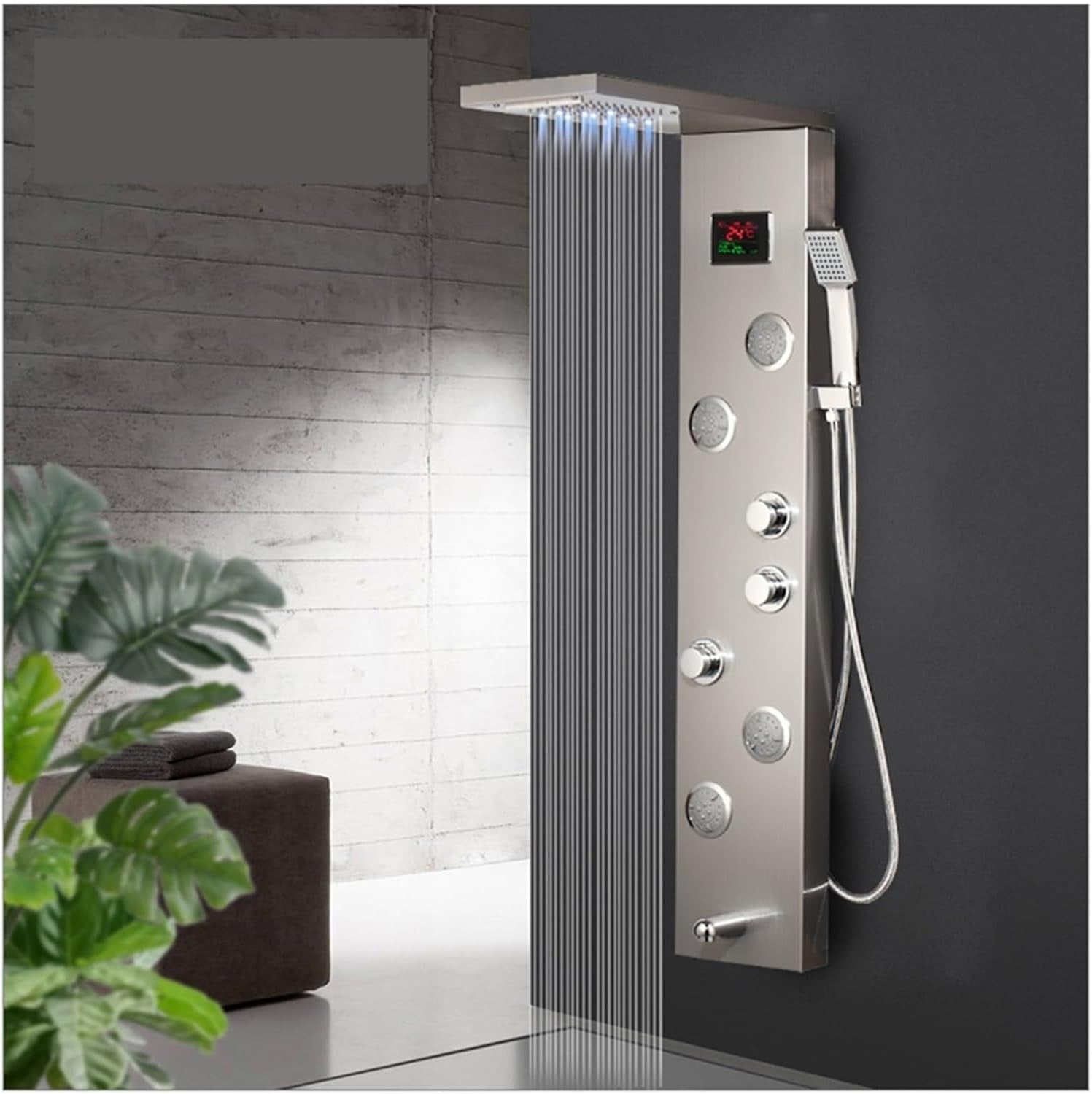 Rainfall Shower System LED Bathroom Shower Faucet ,Temperature Digital ...