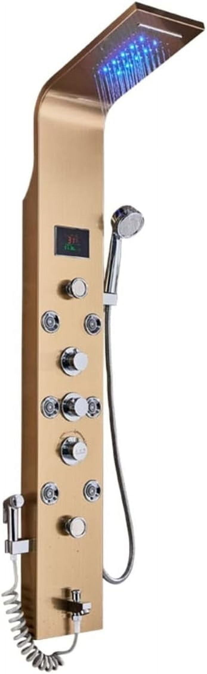 Rainfall Shower System LED Bathroom Shower Panel 6 Modes Intelligent ...