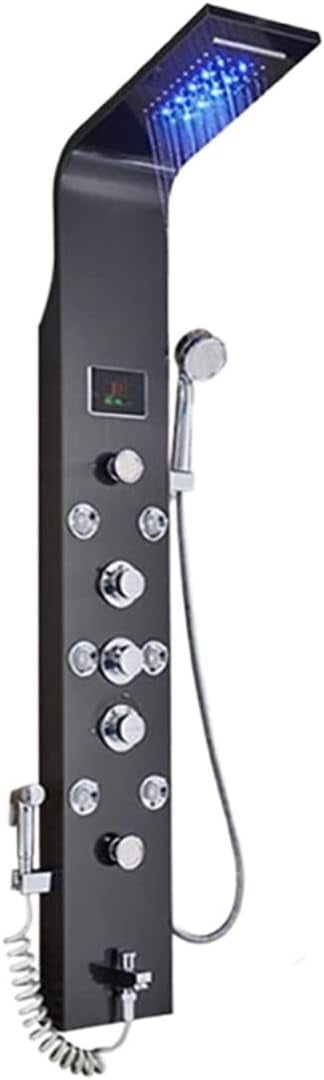 Rainfall Shower System LED Bathroom Shower Panel 6 Modes Intelligent ...