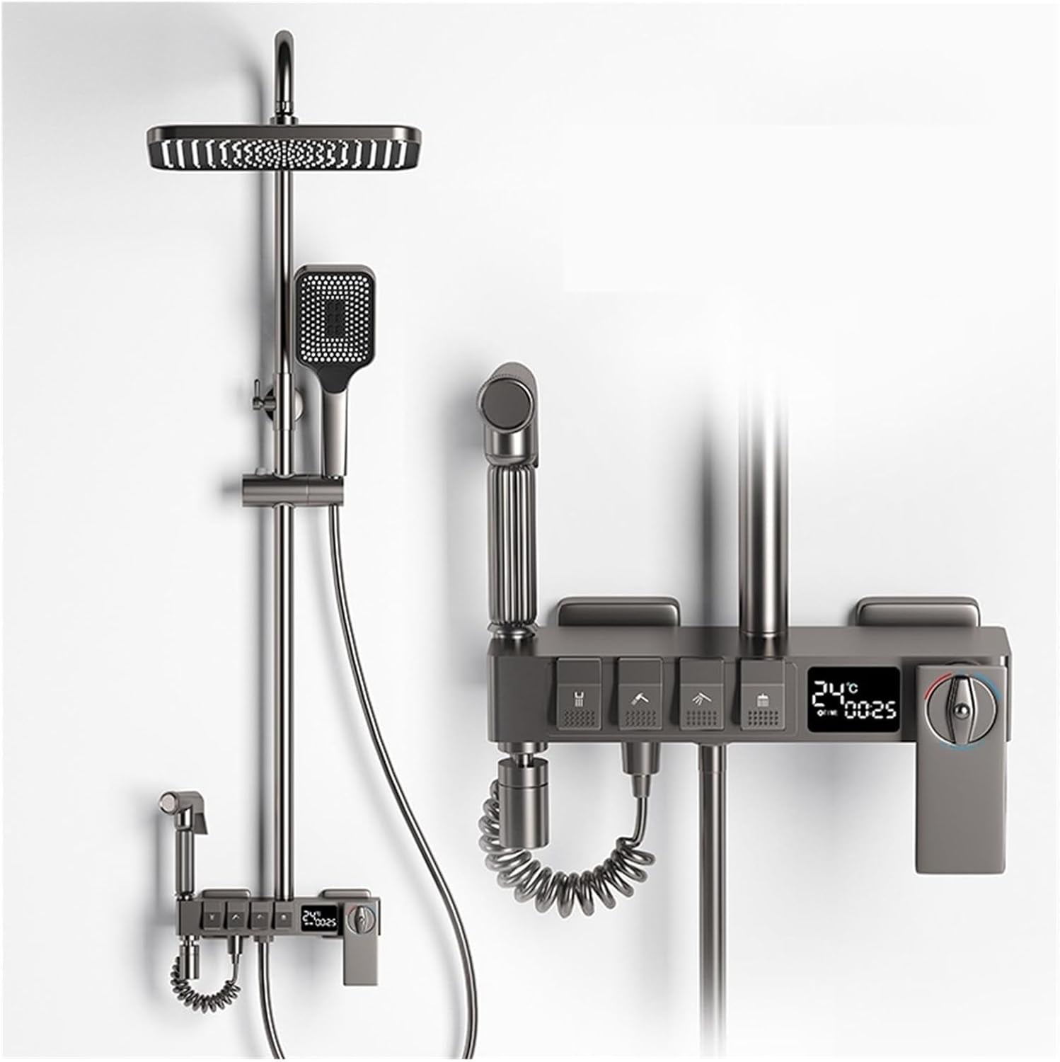 Rainfall Shower System LED Digital Shower Set Bathroom Hot Cold Mixer ...