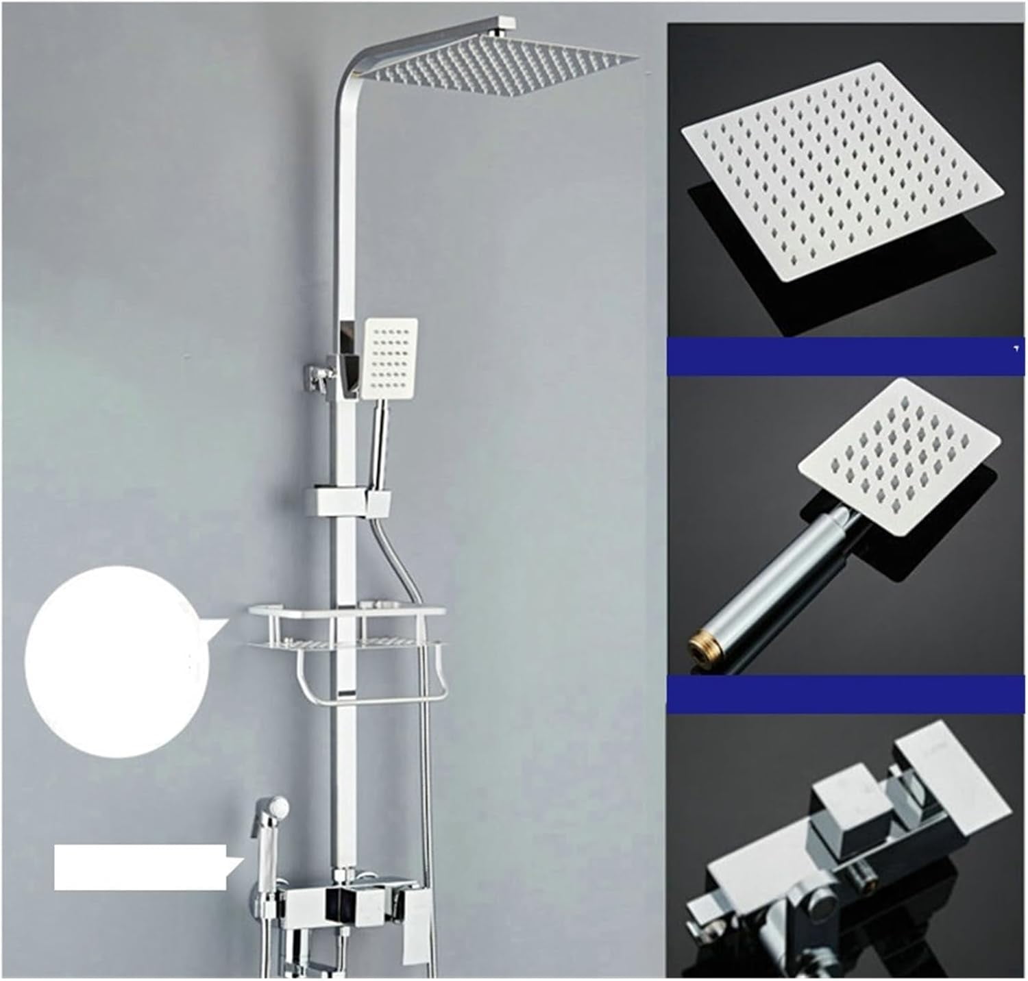 Rainfall Shower System LED Digital Shower Set Chrome Bathroom Faucets ...
