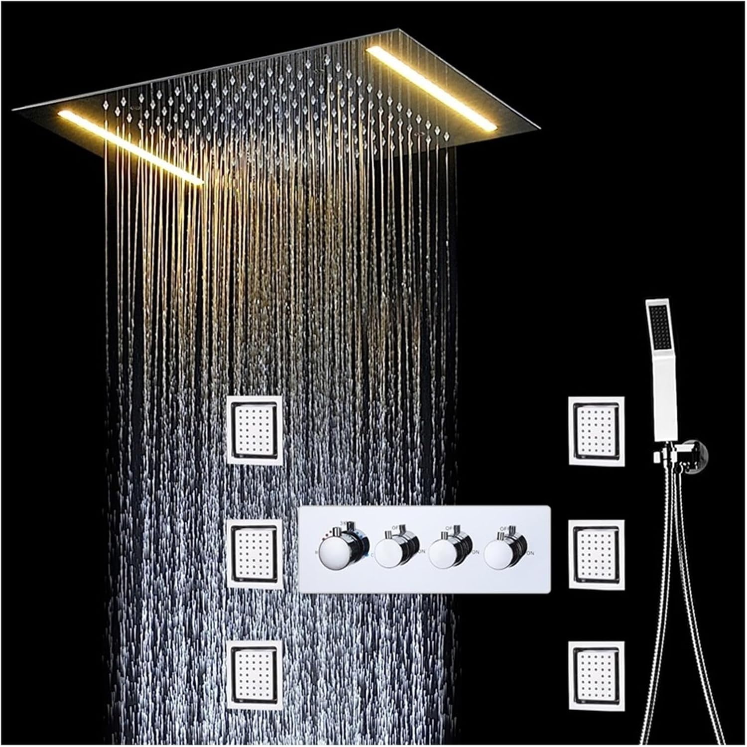 Rainfall Shower System LED Rain Shower System Set With Handshower ...