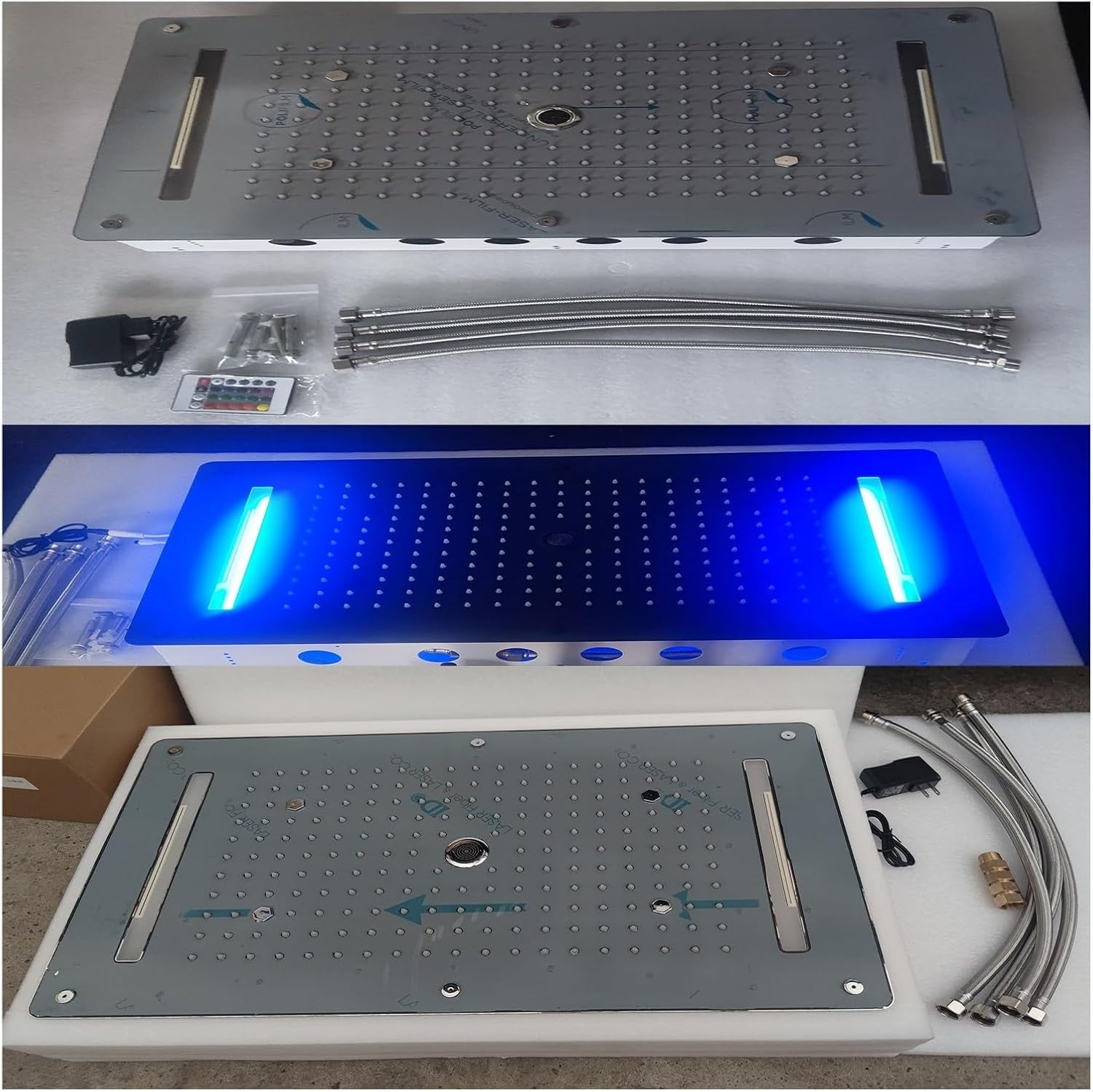 Rainfall Shower System LED Shower Head Rain Waterfall Mist Spray Bath ...