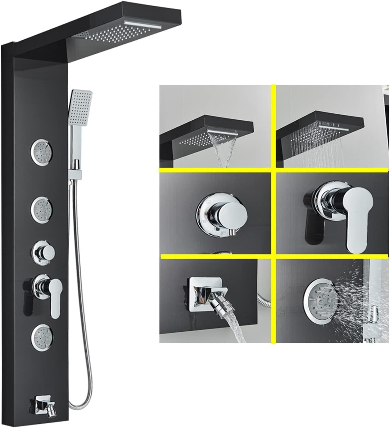 Rainfall Shower System LED Shower Panel Bath Shower Faucet Temperature ...