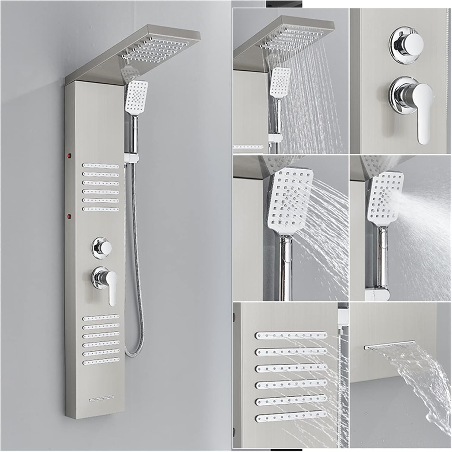 Rainfall Shower System LED Shower Panel Faucet Rainfall Headshower with ...