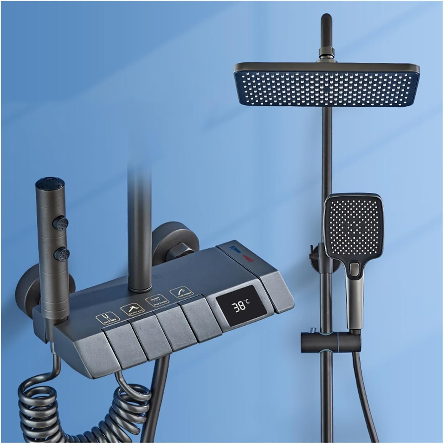 Rainfall Shower System Led Digital Bathroom Shower System Faucet, Wall ...