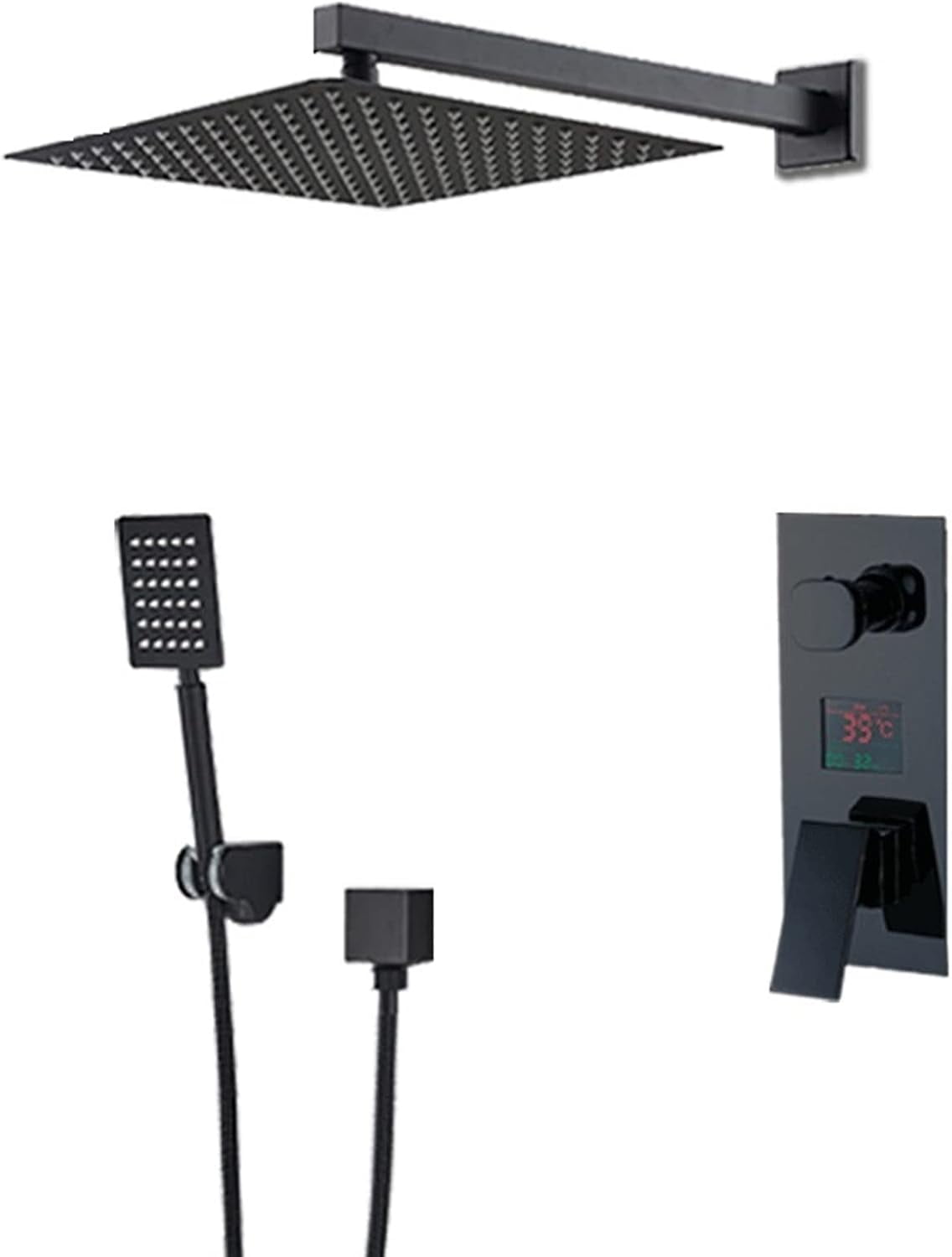 Rainfall Shower System Matte Black Bathroom Shower B Digital Rain ...