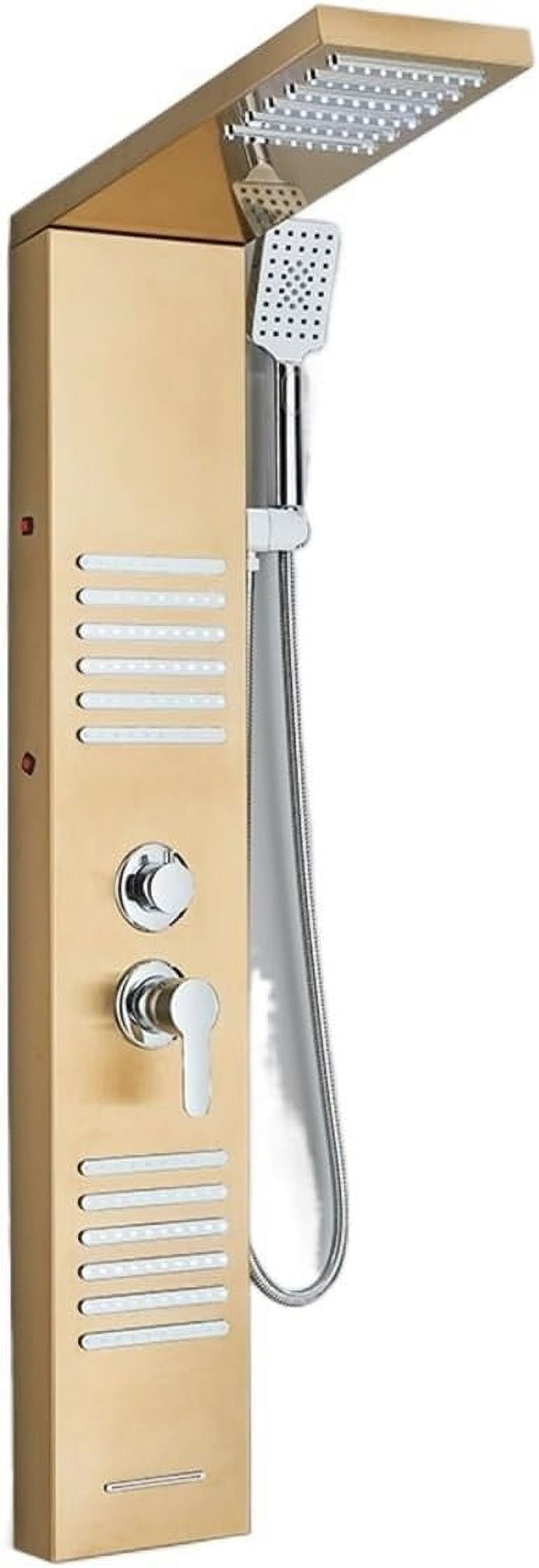 Rainfall Shower System Matte Black LED Shower Panel Waterfall Rain ...