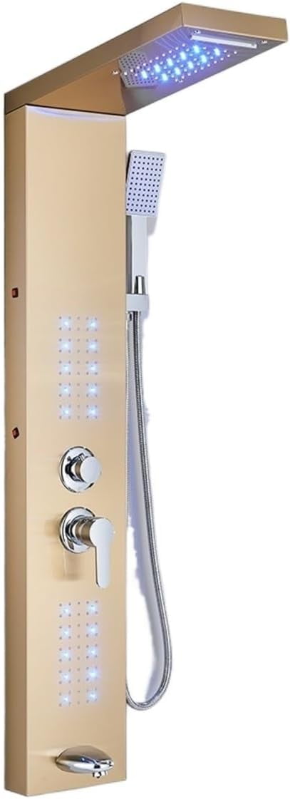 Rainfall Shower System Matte Black LED Shower Panel Waterfall Rain ...