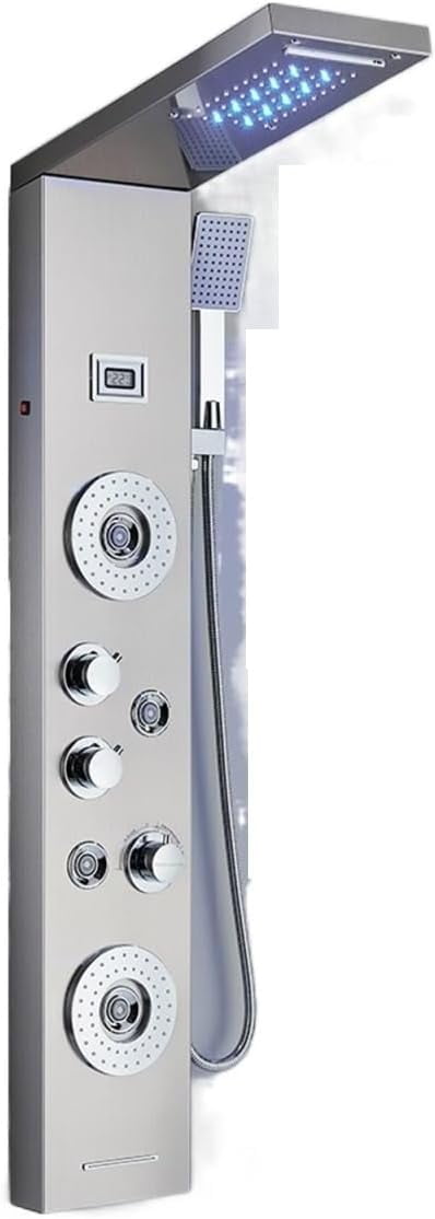 Rainfall Shower System Matte Black LED Shower Panel Waterfall Rain ...