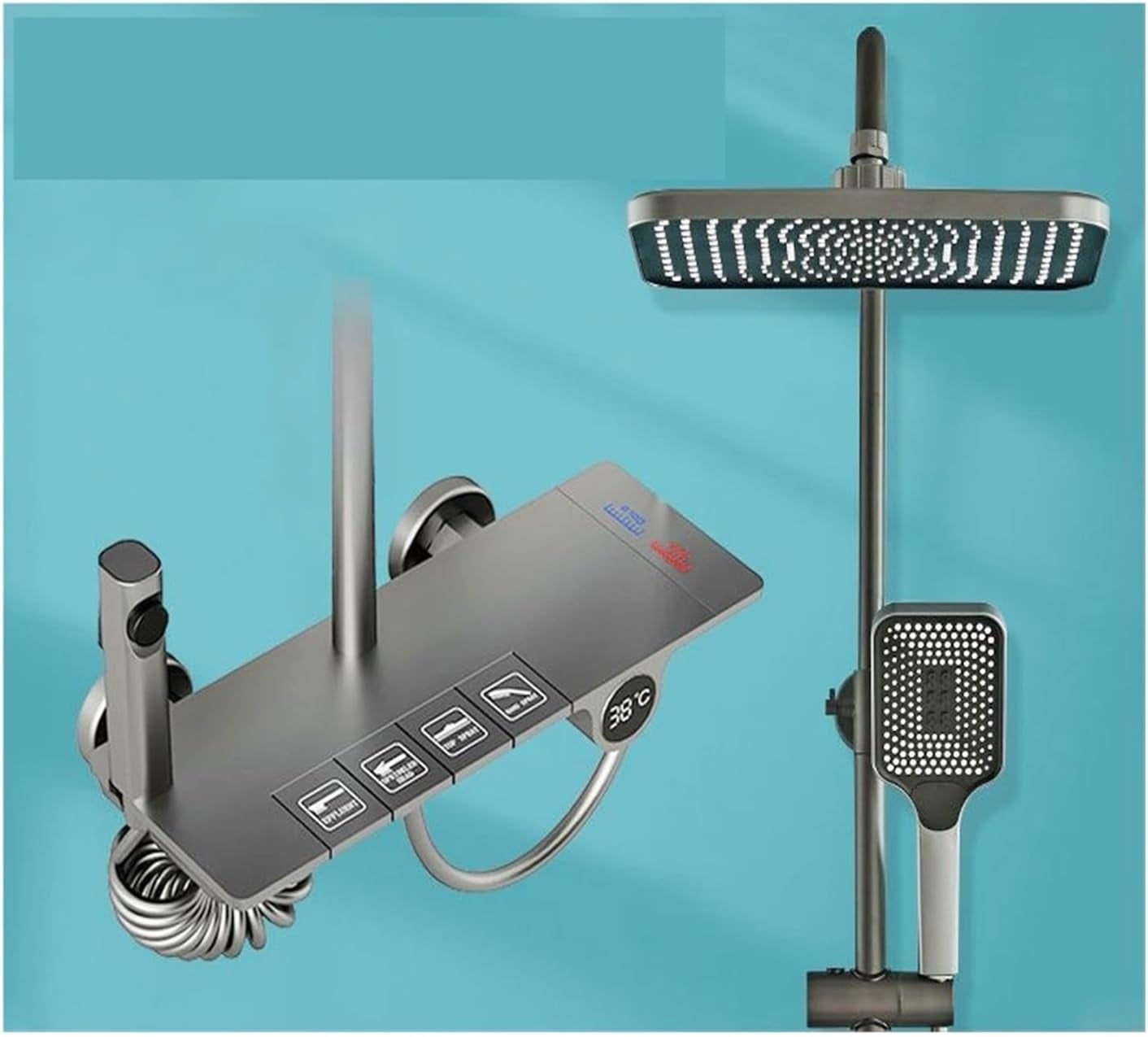 Rainfall Shower System Piano Keys Shower Set,Wall Mounted Brass Matte ...