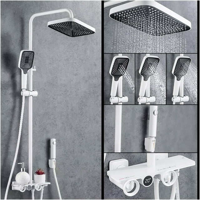 Rainfall Shower System Thermostatic Shower Faucets Sets,Digital Display Rainfall Shower Systems ...