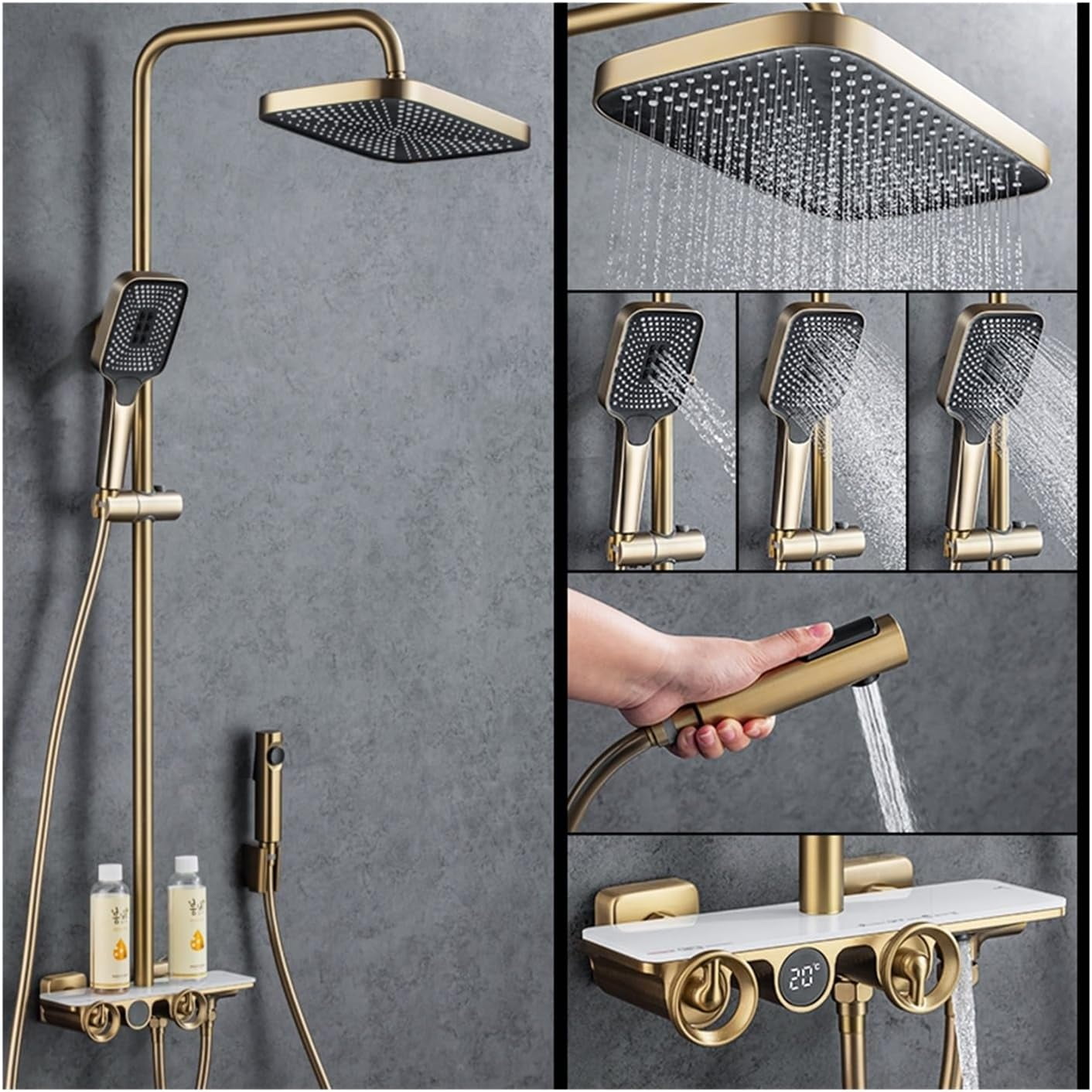 Rainfall Shower System Thermostatic Shower Faucets Sets,Digital Display Rainfall Shower Systems ...