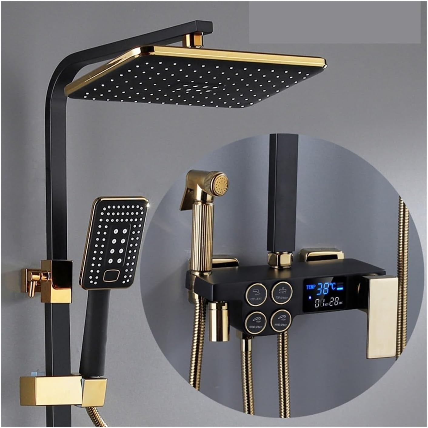 Rainfall Shower System Thermostatic Shower System Bathroom LED Smart ...