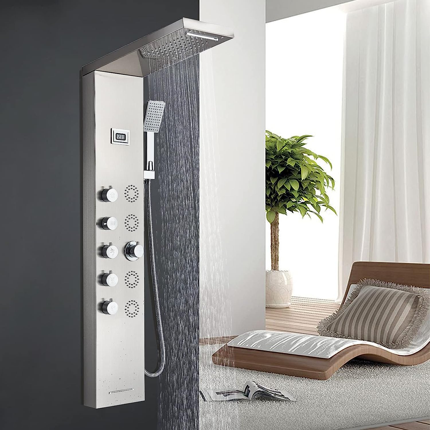 Rainfall Waterfall Shower Tower Panel System Shower Tower with Body ...
