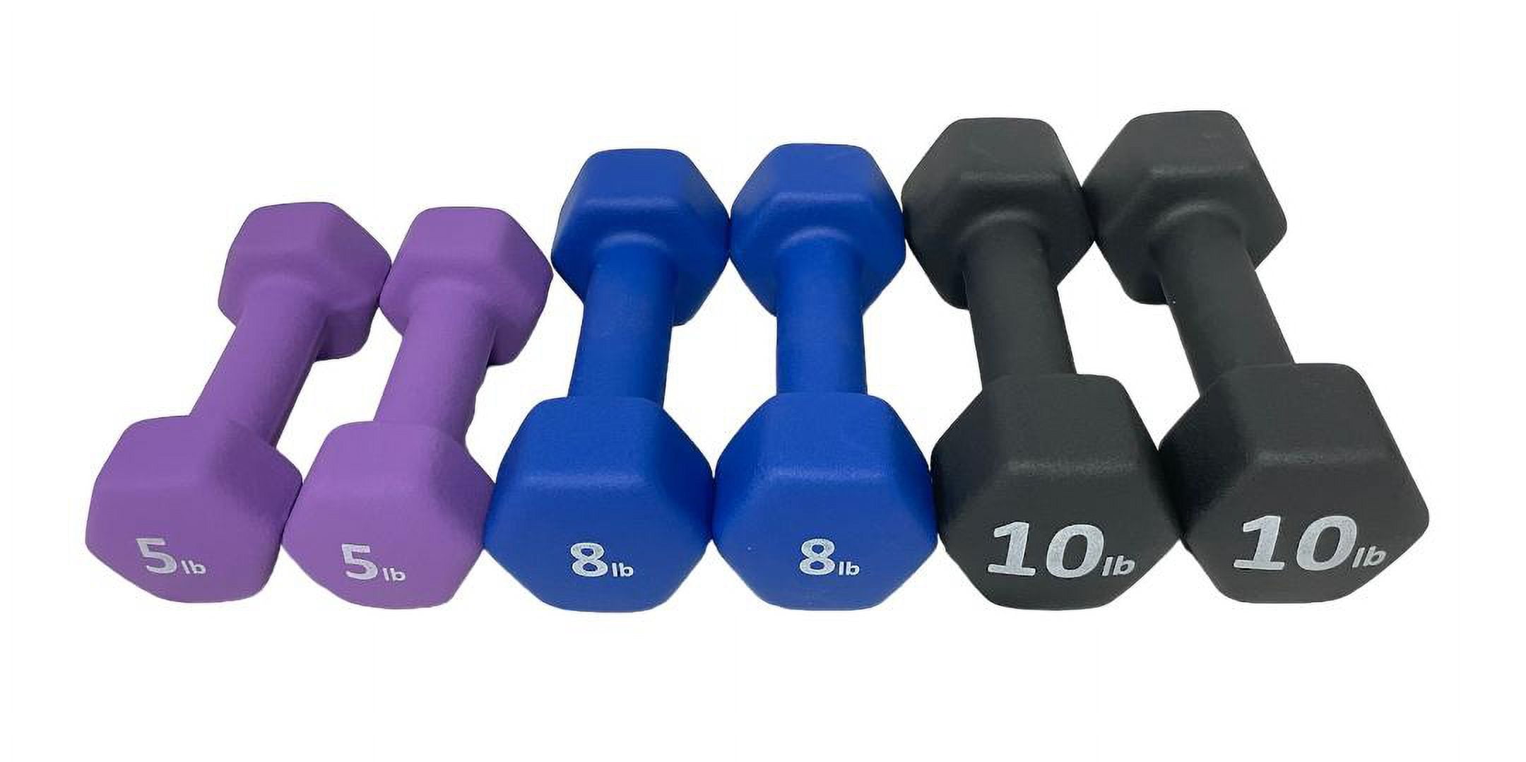 Rainforest Basics Neoprene Hex Dumbbell Hand Weights, 3 Pairs (5 lb, 8 lb, 10 lb) - Walmart.com