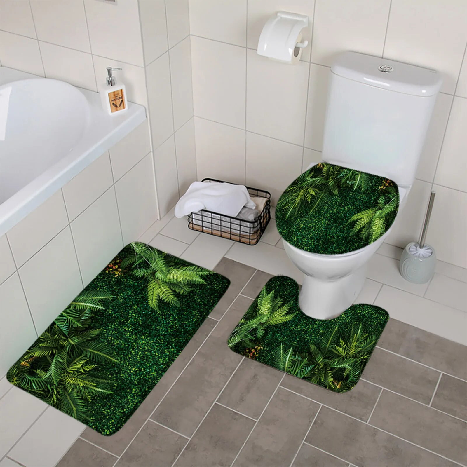 Rainforest Bath Mat Middle of Tropical Jungle Natural Scenery Bathroom ...