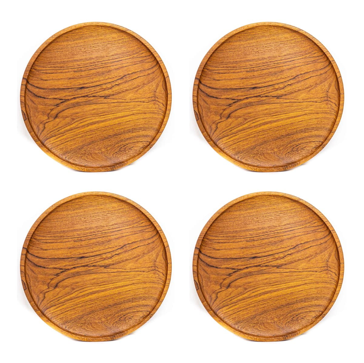 Rainforest Bowls Set of 4 10" BSL1 Round Javanese Teak Wood Dinner ...