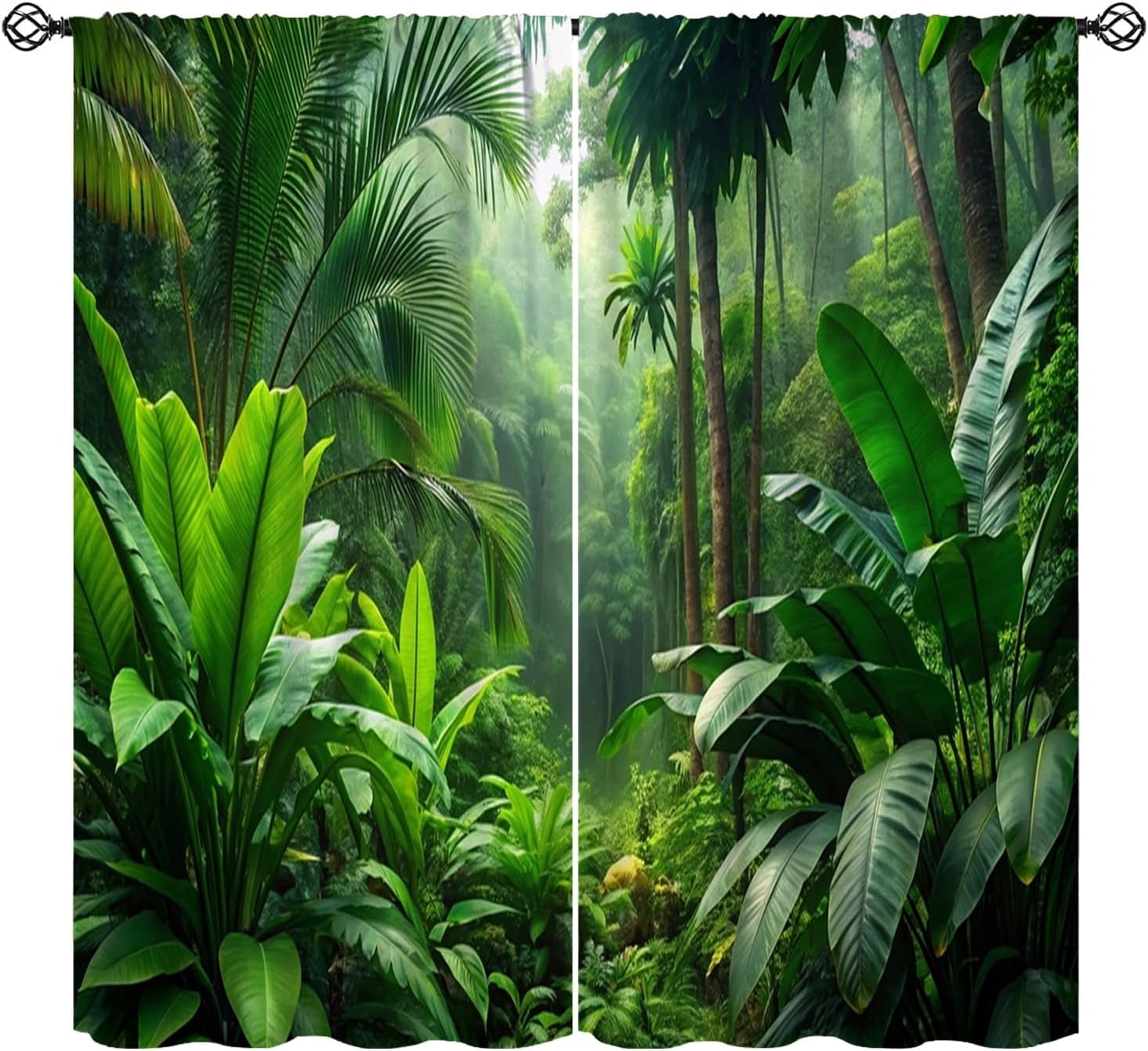 Rainforest Curtains for Bedroom Decor, Nature Leaves Green Tropical ...