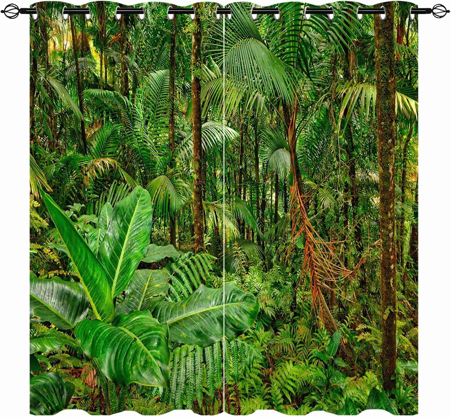 Rainforest Curtains, Jungle Tropical Wild Nature Theme Woodland Plant ...