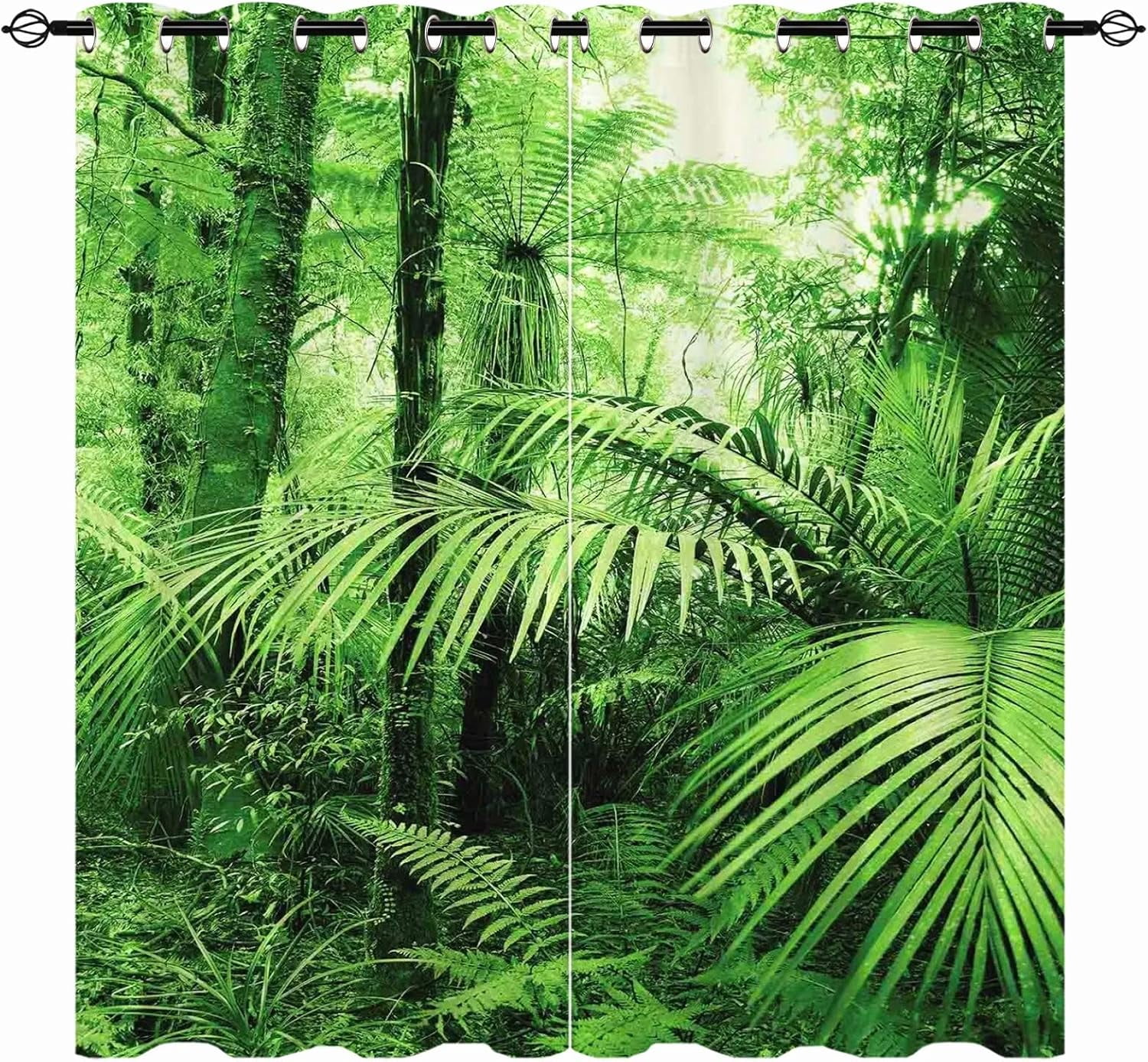 Rainforest Curtains, Tropical Jungle Palm Trees Plants Nature Theme ...