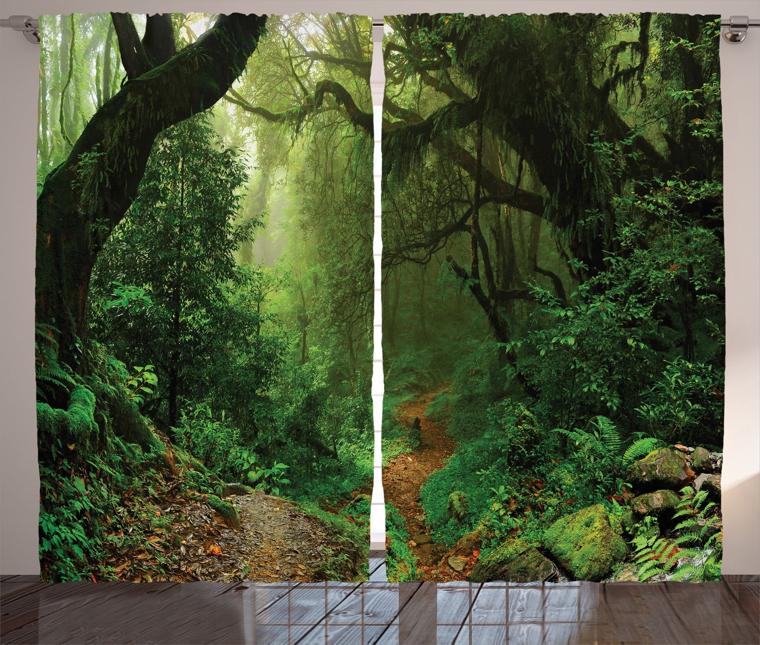 Rainforest Decorations Curtains 2 Panels Set, Forest in Nepal Touristic ...