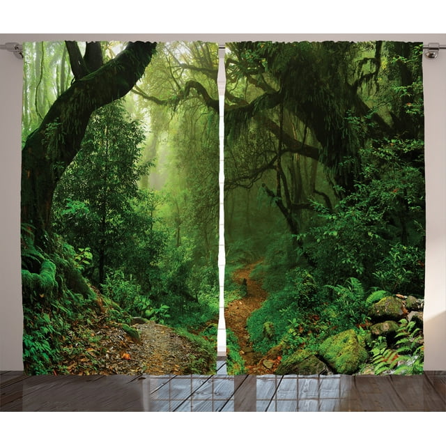 Rainforest Decorations Curtains 2 Panels Set, Forest in Nepal Touristic ...