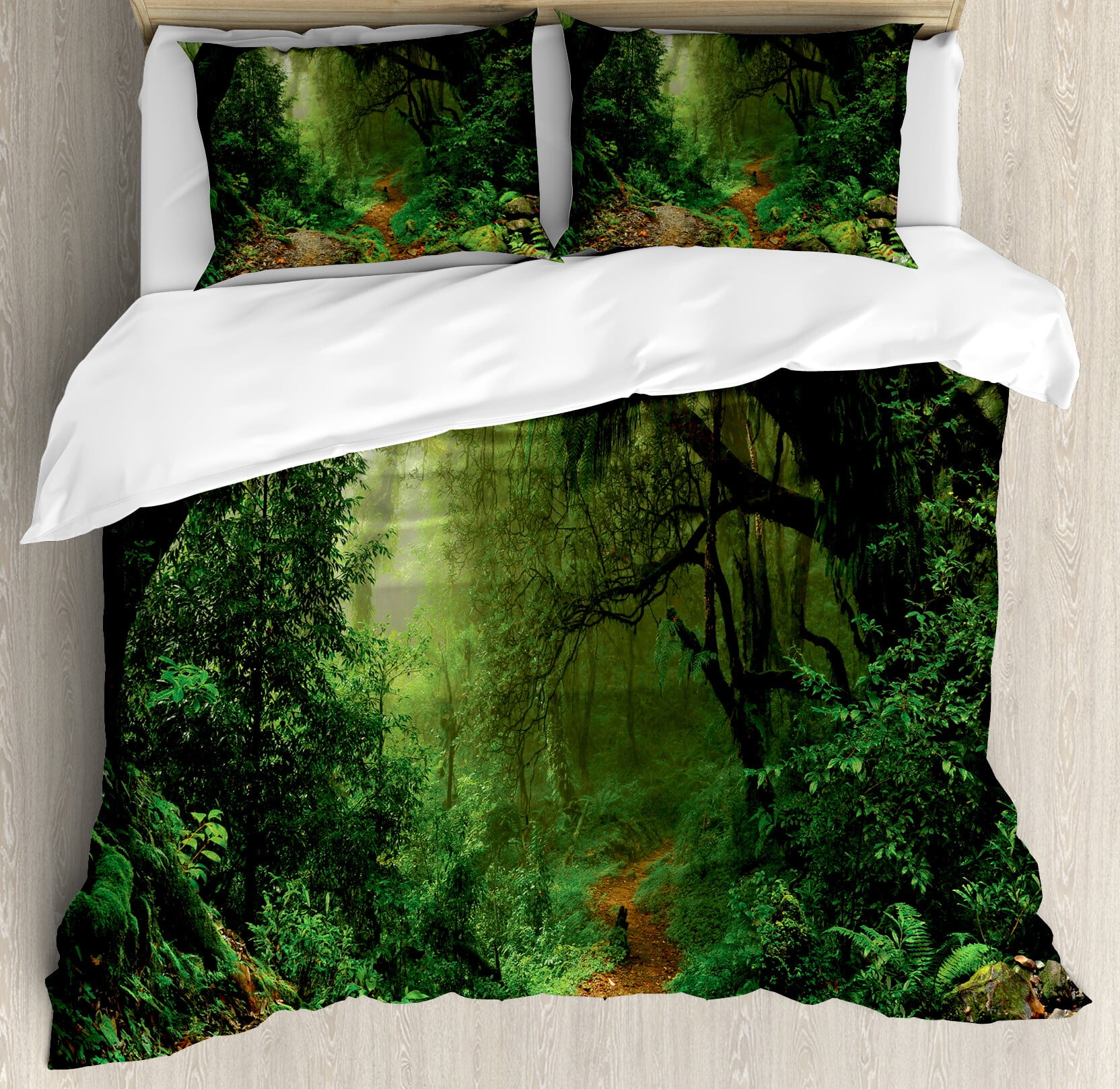 Rainforest Duvet Cover Set, Forest in Nepal Touristic Trekking Branches ...