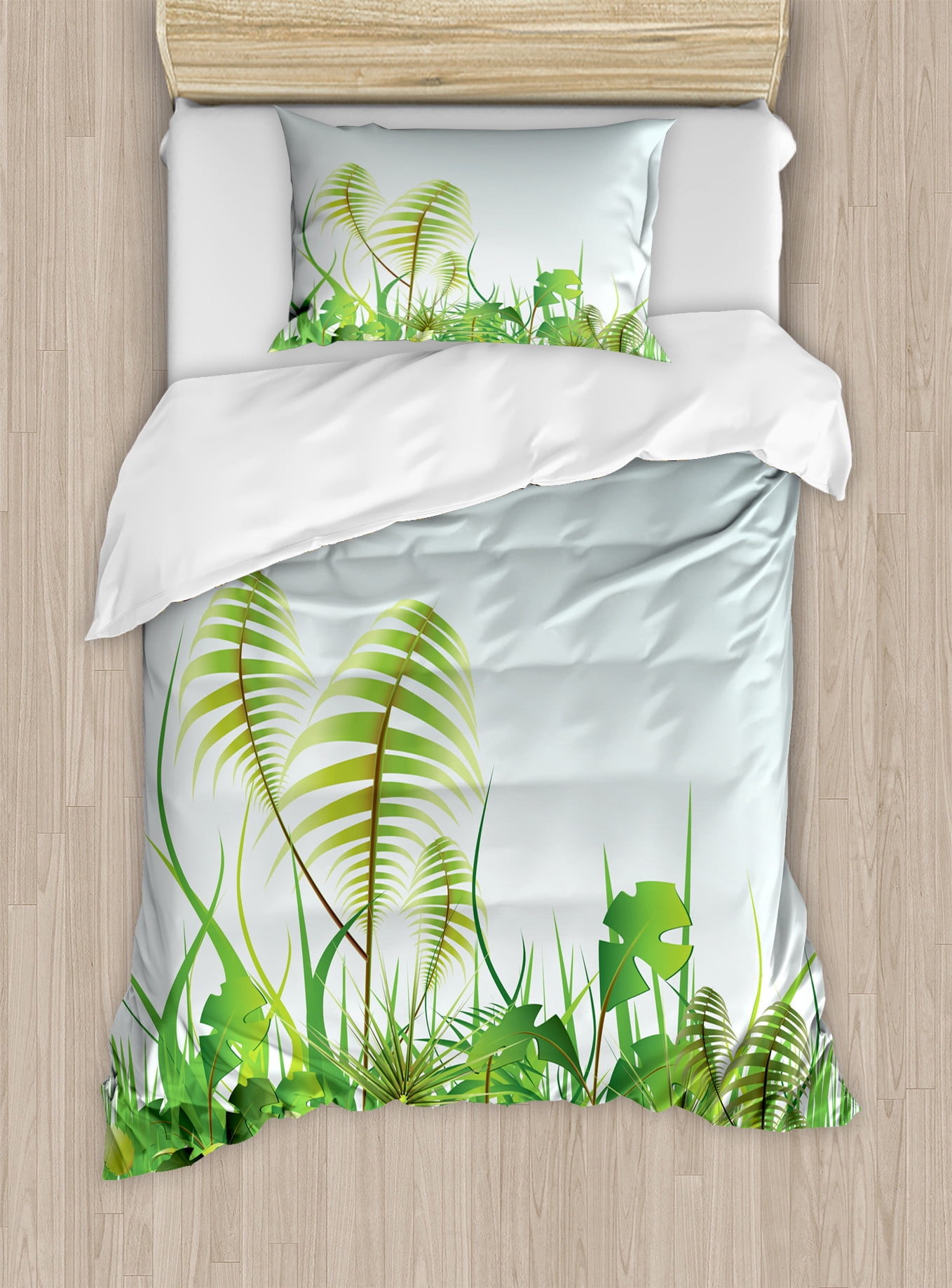 Rainforest Duvet Cover Set, Graphic Plant Landscape at Summertime ...