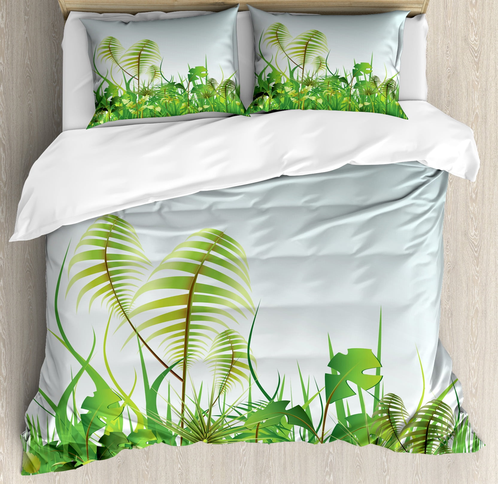 Rainforest Duvet Cover Set, Graphic Plant Landscape at Summertime ...