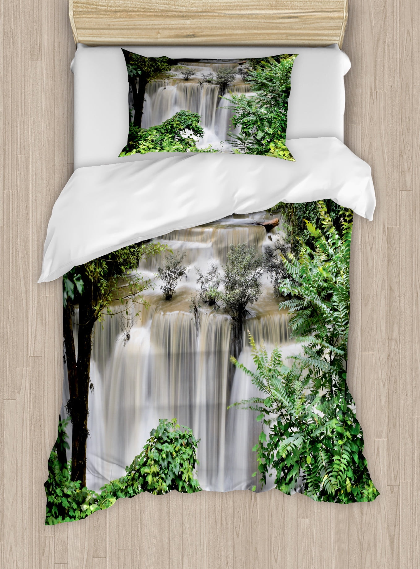 Rainforest Duvet Cover Set, Huay Mae Khamin Waterfall in Tropical ...