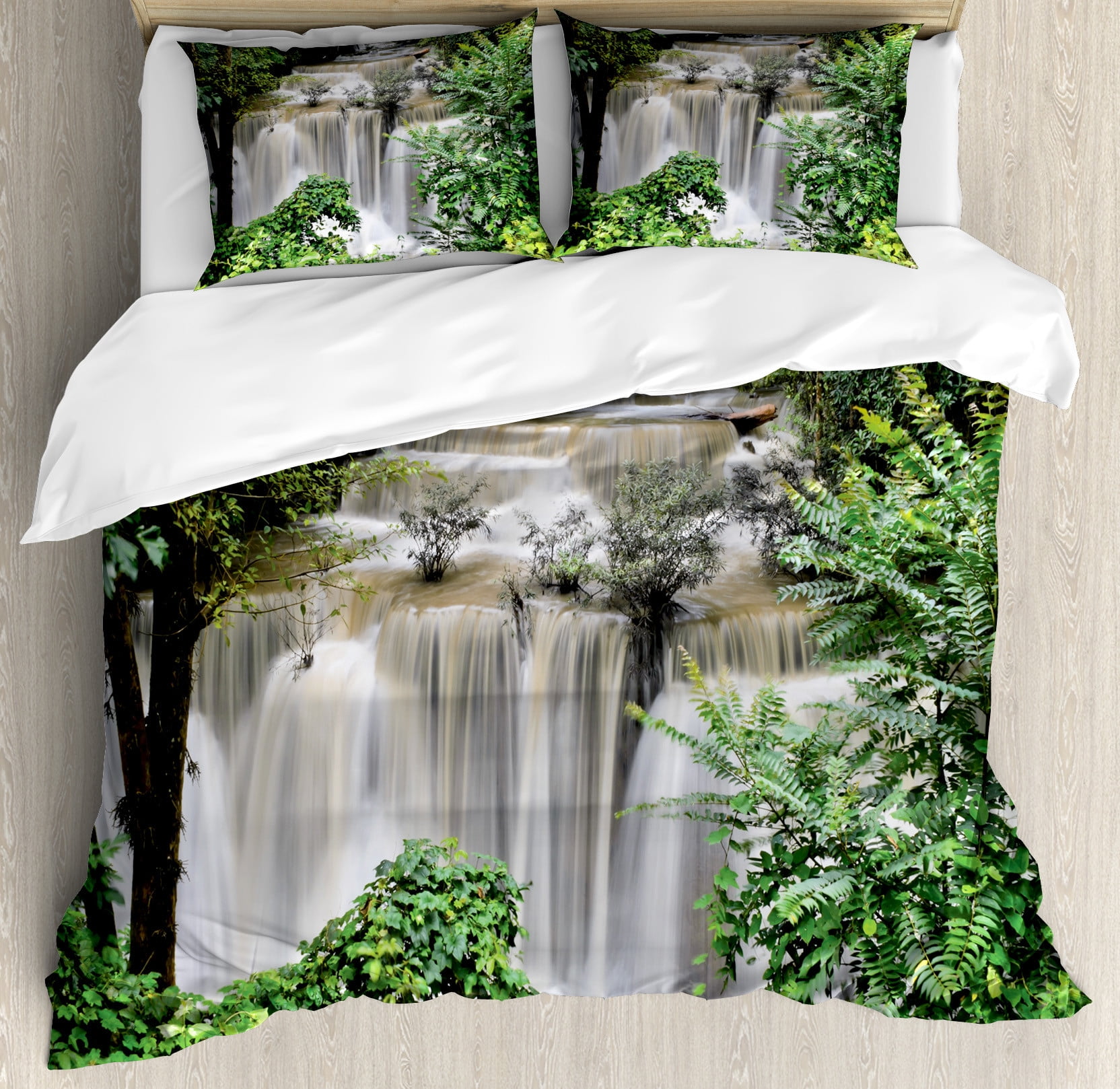 Rainforest Duvet Cover Set, Huay Mae Khamin Waterfall in Tropical ...