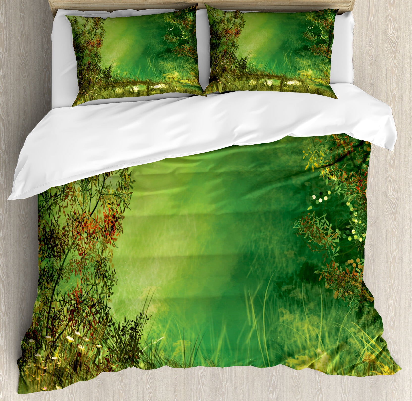Rainforest Duvet Cover Set, Mystic Dreamland Butterflies Land Grass ...