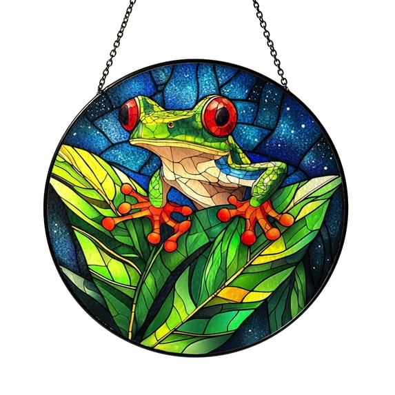 Rainforest Frog Faux Stained Glass Window Hanging - Walmart.com