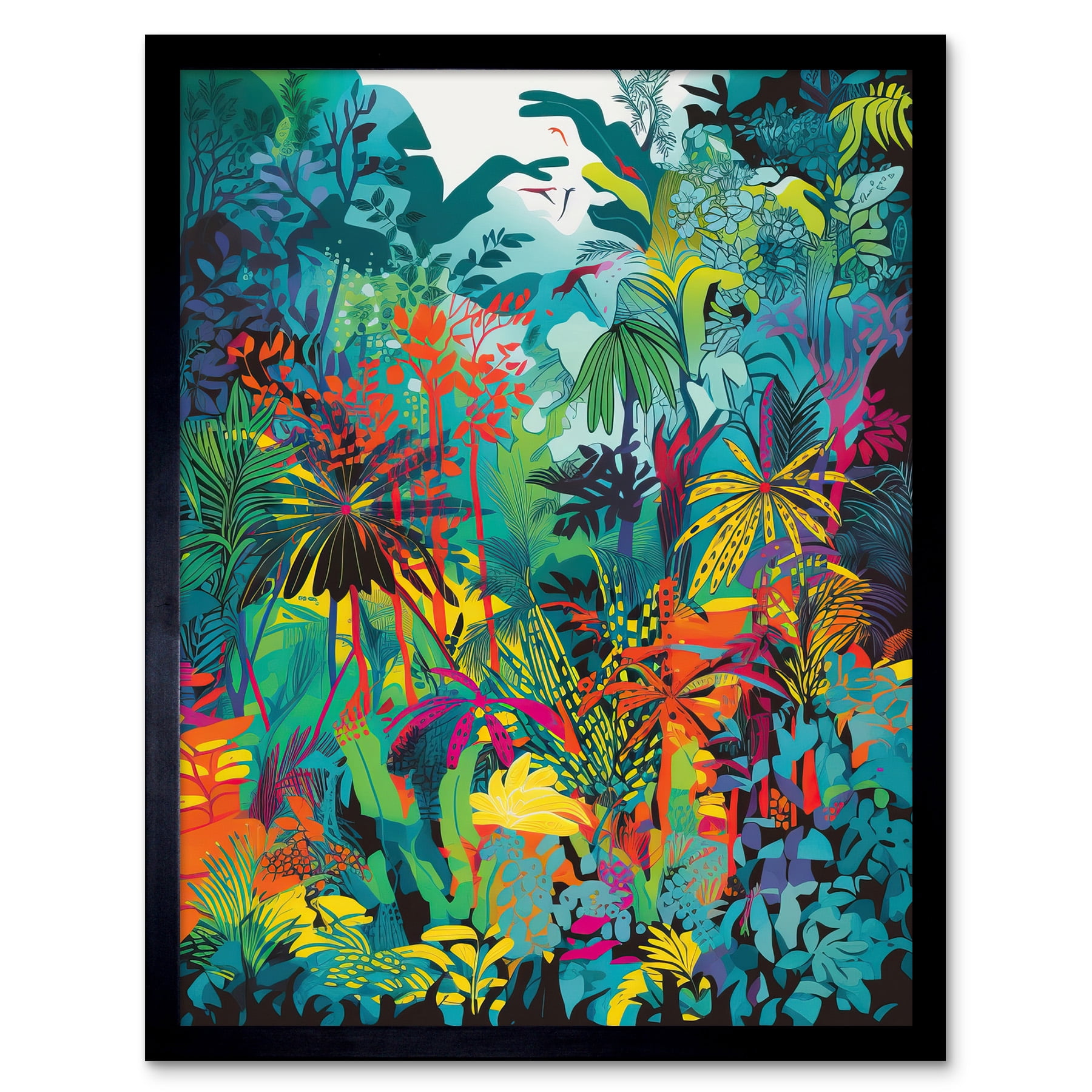 Rainforest Landscape Vibrant Multicoloured Nature Art Print Framed ...